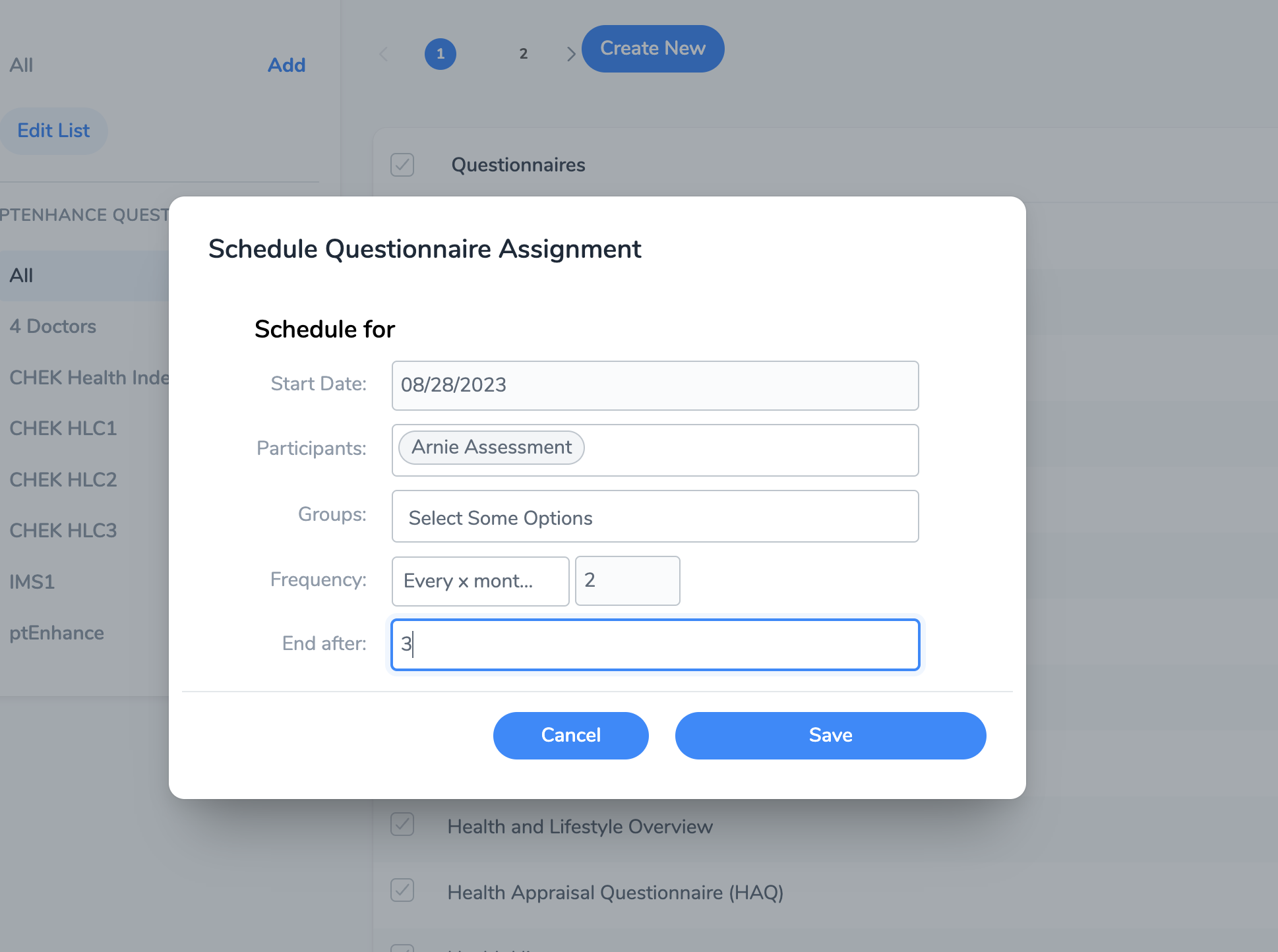 Scheduling A Recurring Questionnaire