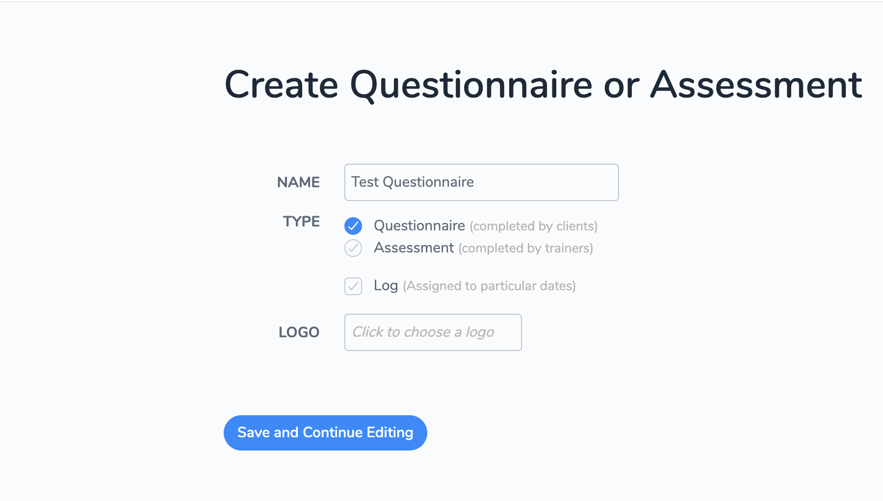 Creating A Custom Questionnaire